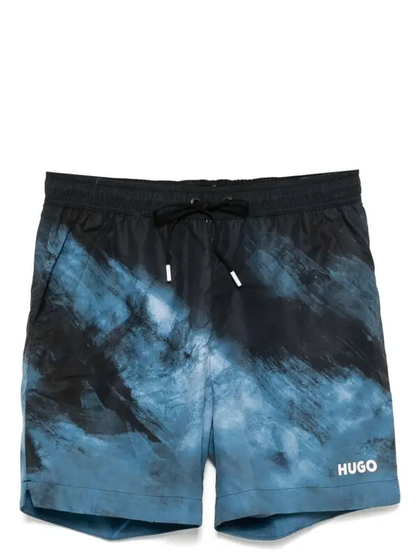 BOSS Graphic Print Swim Shorts - Blue