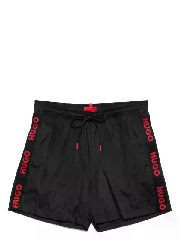Hugo Logo Trim Swim Shorts - Black