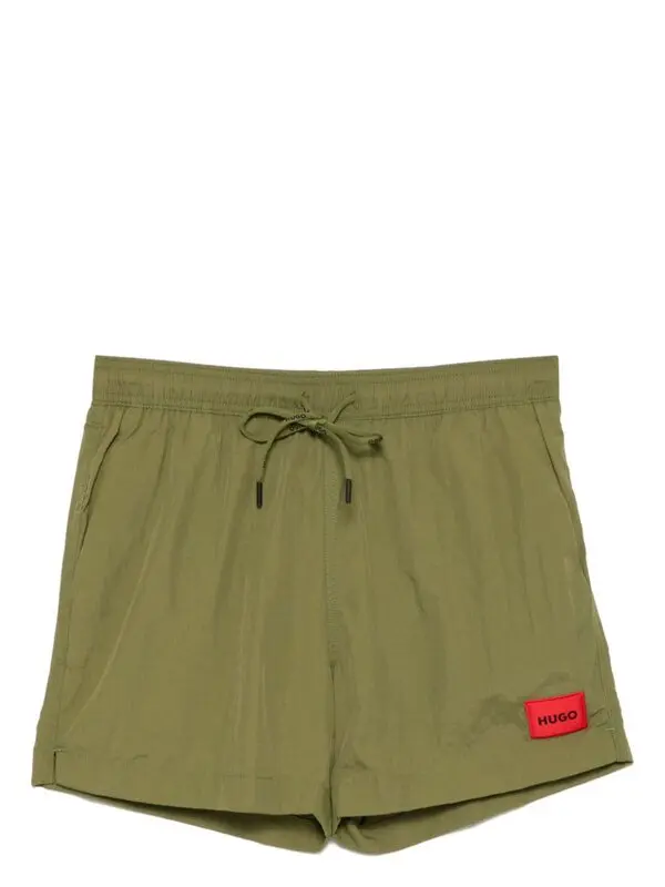 BOSS Logo Patch Swim Shorts - Green