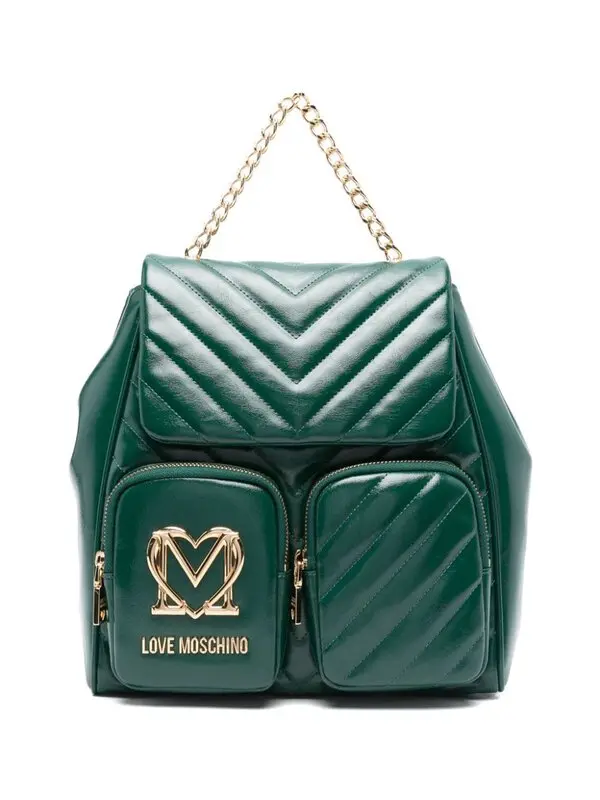 Moschino Quilted Backpack - Green | Editorialist display picture 3