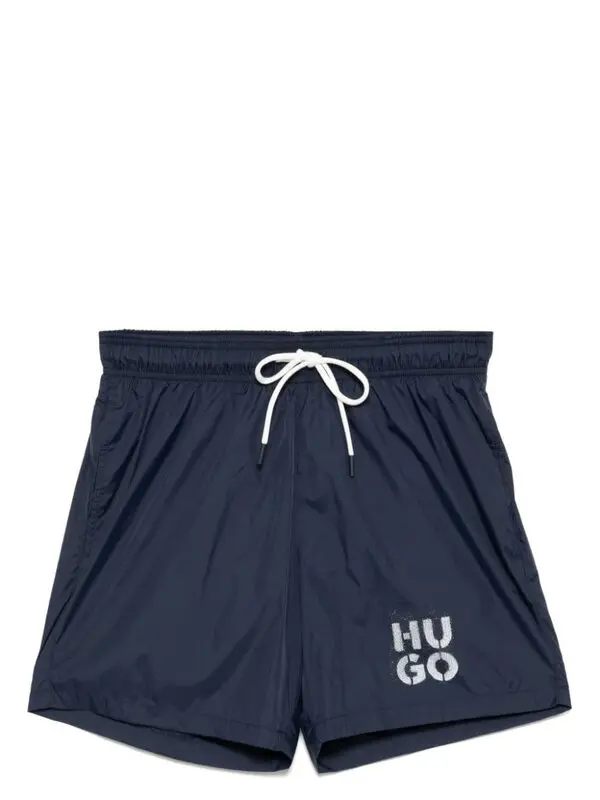 BOSS Logo Print Swim Shorts
