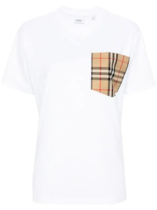 Burberry Vintage Check-pocket Cotton T-shirt - White
