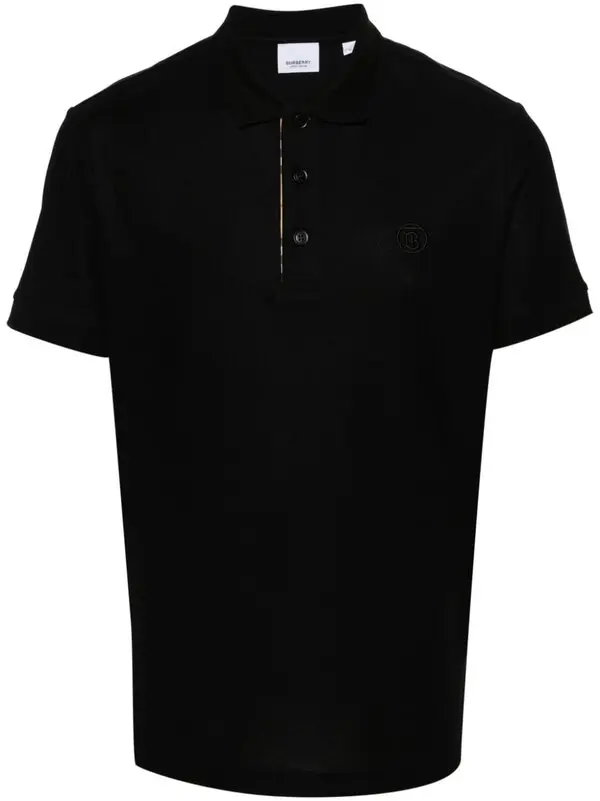 Burberry Logo-embroidered Piqué Polo Shirt - Black