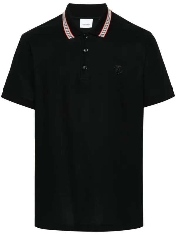 Burberry Icon Stripe Cotton Polo Shirt - Black