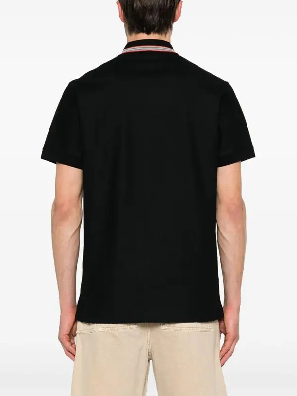 Burberry Icon Stripe Cotton Polo Shirt - Black