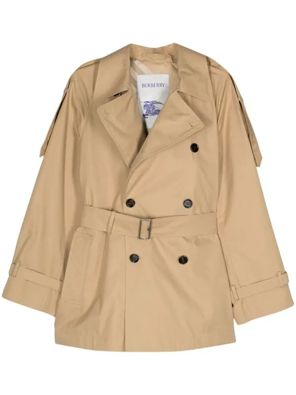 Burberry Cotton Gabardine Trench Coat - Neutrals