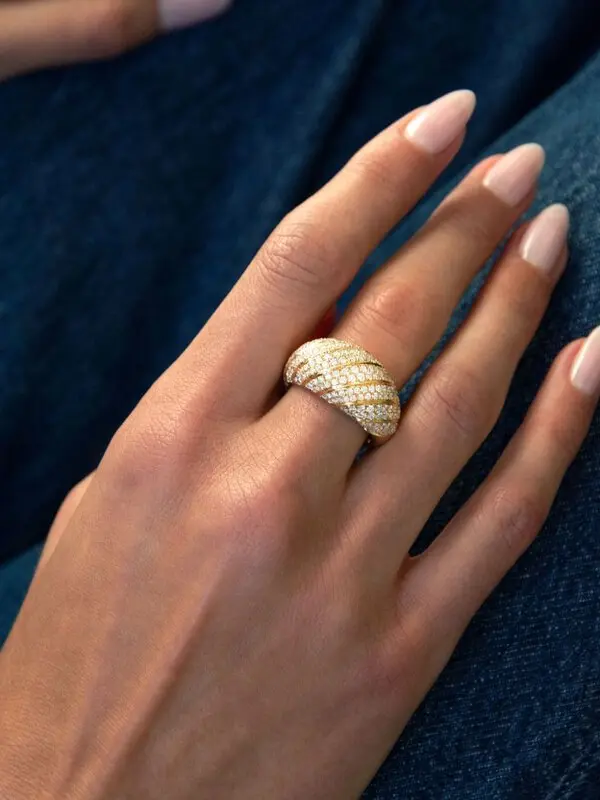 ANITA KO 18kt Yellow Domed Diamond Ring - Gold