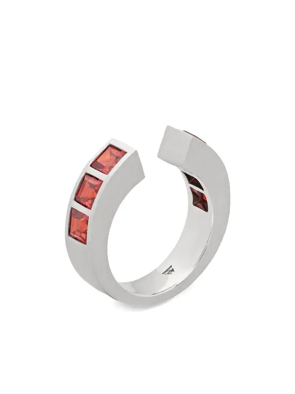 Tom Wood Arch Square Garnet Ring - Silver