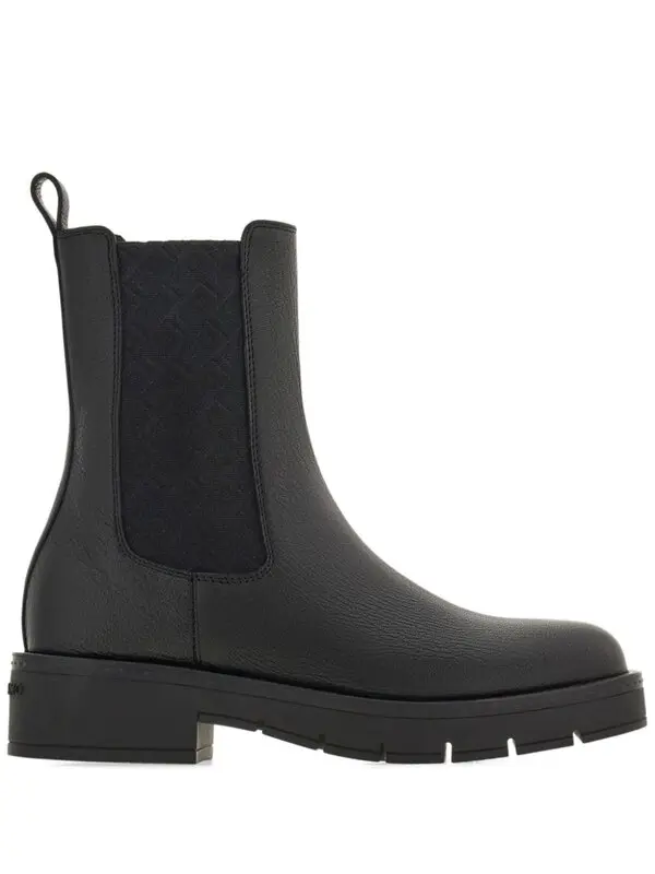 FERRAGAMO Leather Chelsea Boots - Black