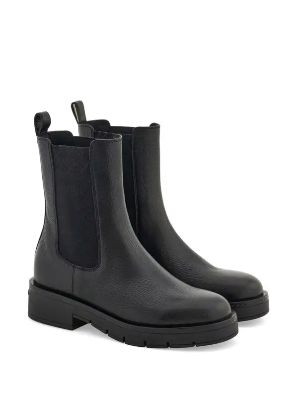 FERRAGAMO Leather Chelsea Boots - Black