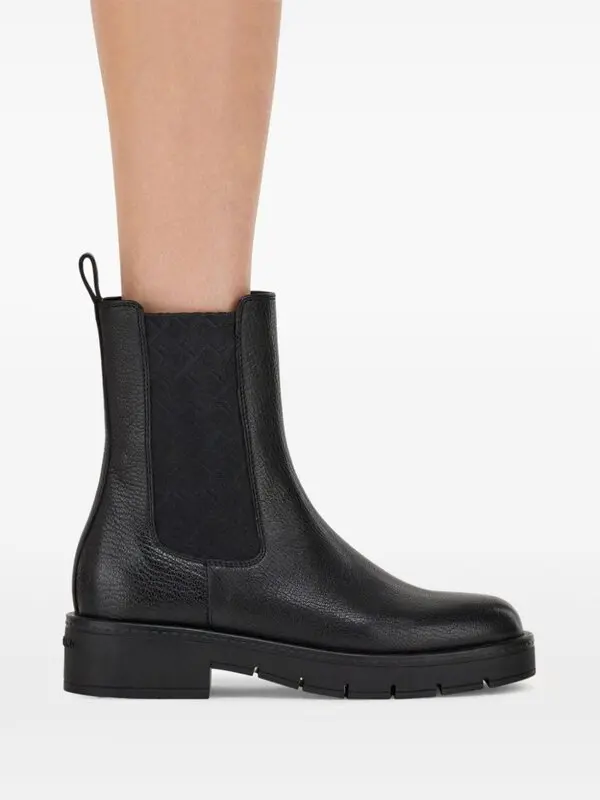 FERRAGAMO Leather Chelsea Boots - Black