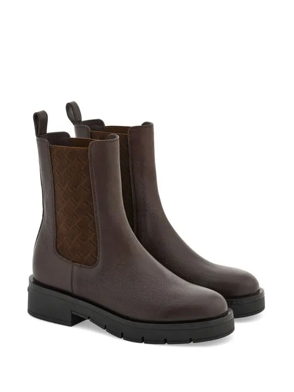 FERRAGAMO Leather Chelsea Boots - Brown