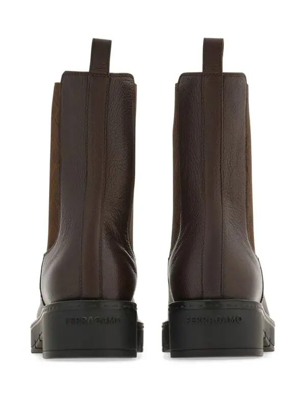 FERRAGAMO Leather Chelsea Boots - Brown