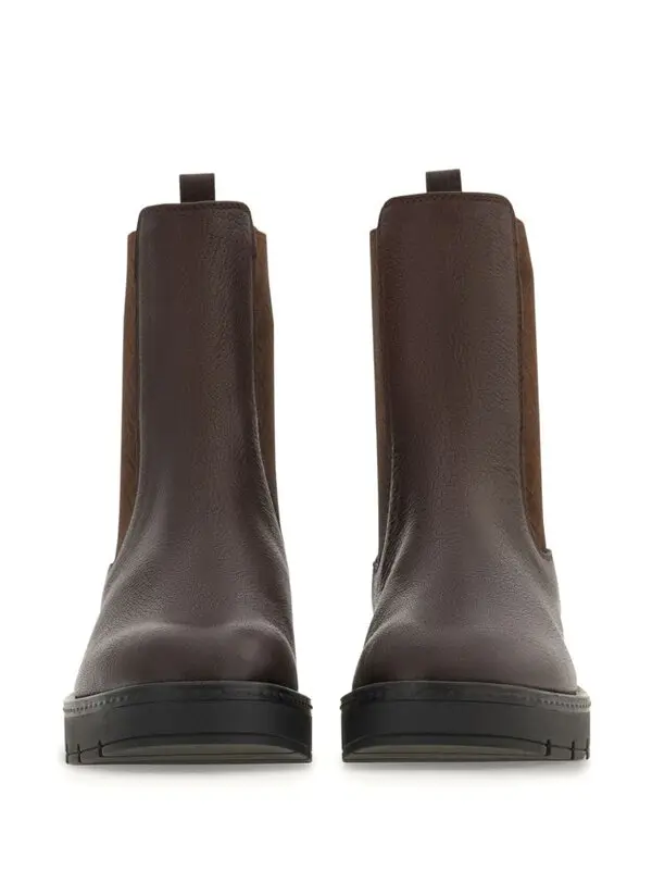 FERRAGAMO Leather Chelsea Boots - Brown