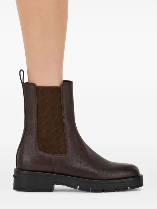 FERRAGAMO Leather Chelsea Boots - Brown