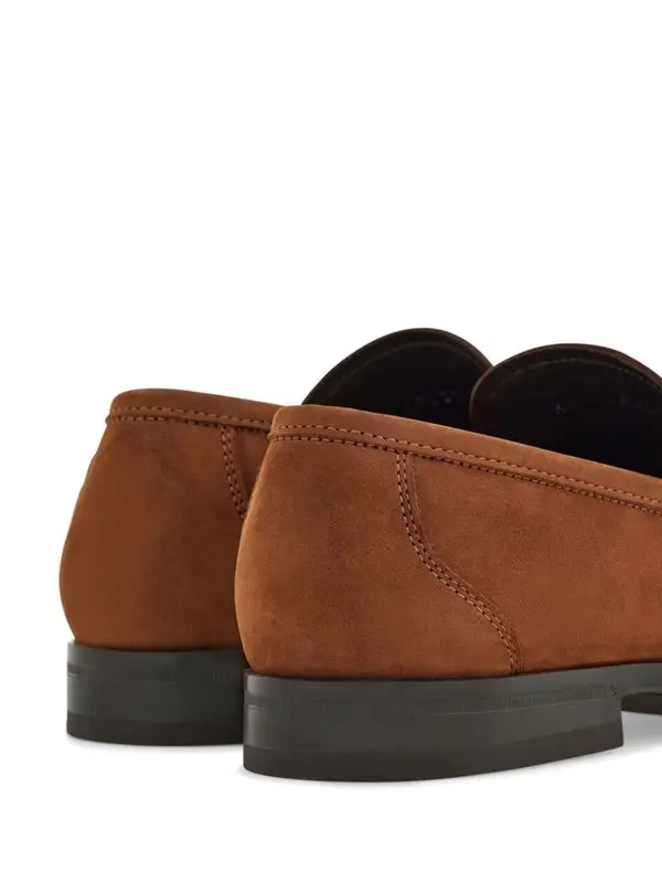 FERRAGAMO Gancini Plaque Loafers - Brown