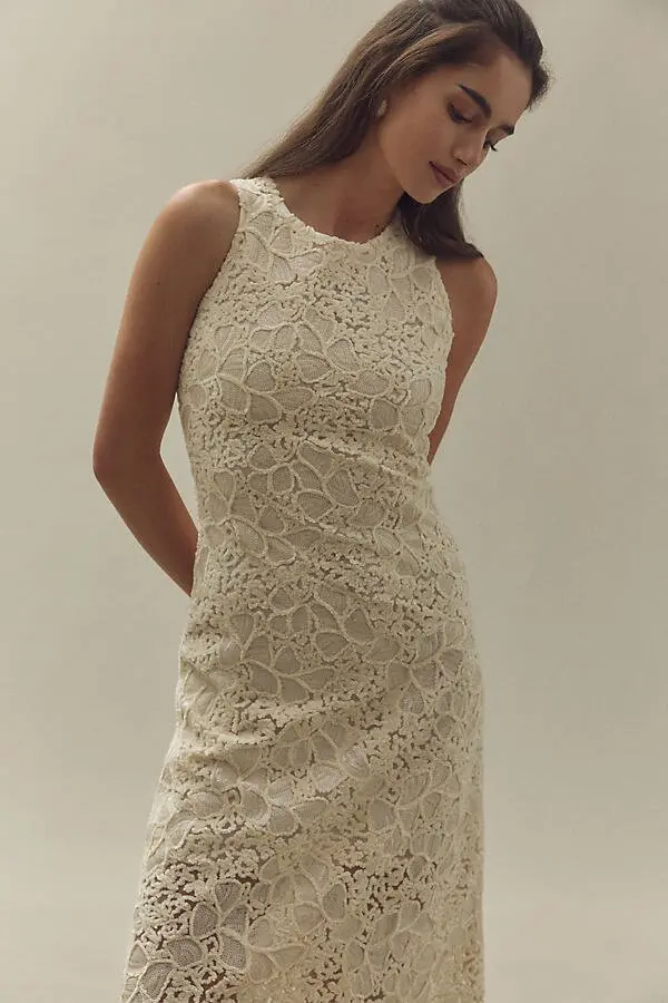 Endless Rose Textured A-Line Midi Dress In Ivory - 28% Off | Editorialist