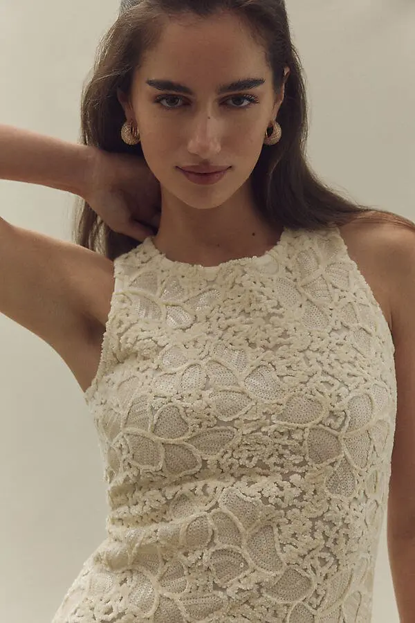 Endless Rose Textured A-Line Midi Dress In Ivory - 28% Off | Editorialist
