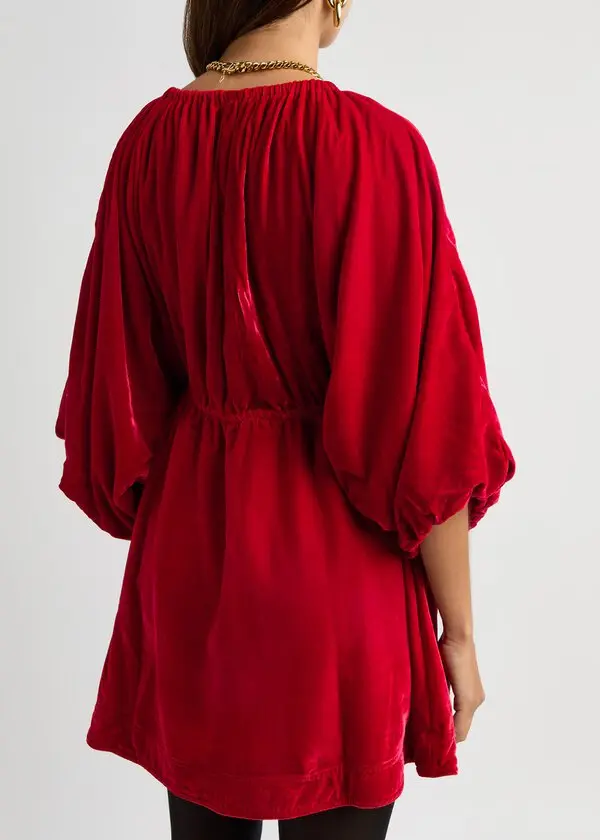 free people red velvet dress Free People Low Key Crushin' Velvet Dress Pomegranate Wine S