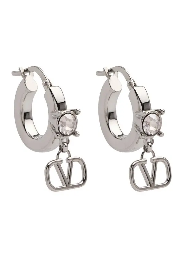 Valentino Garavani Vlogo Crystal Drop Earrings - Silver