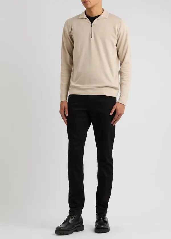 John Smedley Leith Half-zip Cotton Jumper - Beige