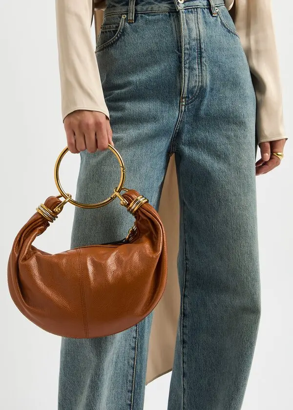 Chloé Grained Leather Top Handle Bag - Tan