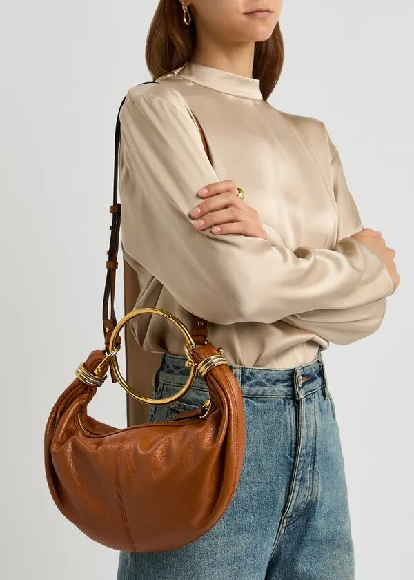 Chloé Grained Leather Top Handle Bag - Tan