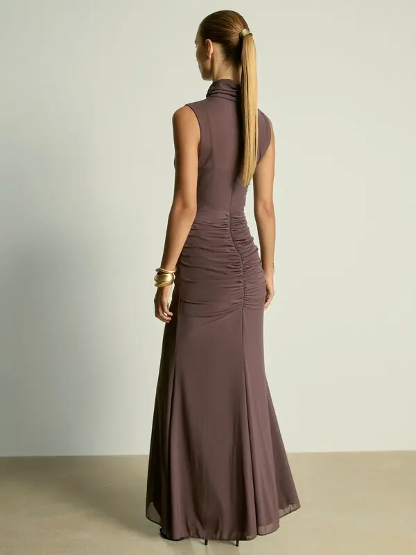 Reiss Daniella Ruched Maxi Dress - Taupe | Editorialist