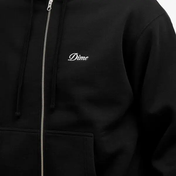 Dime Cursive Small Logo Zip Hoodie In Black - 40% Off | Editorialist