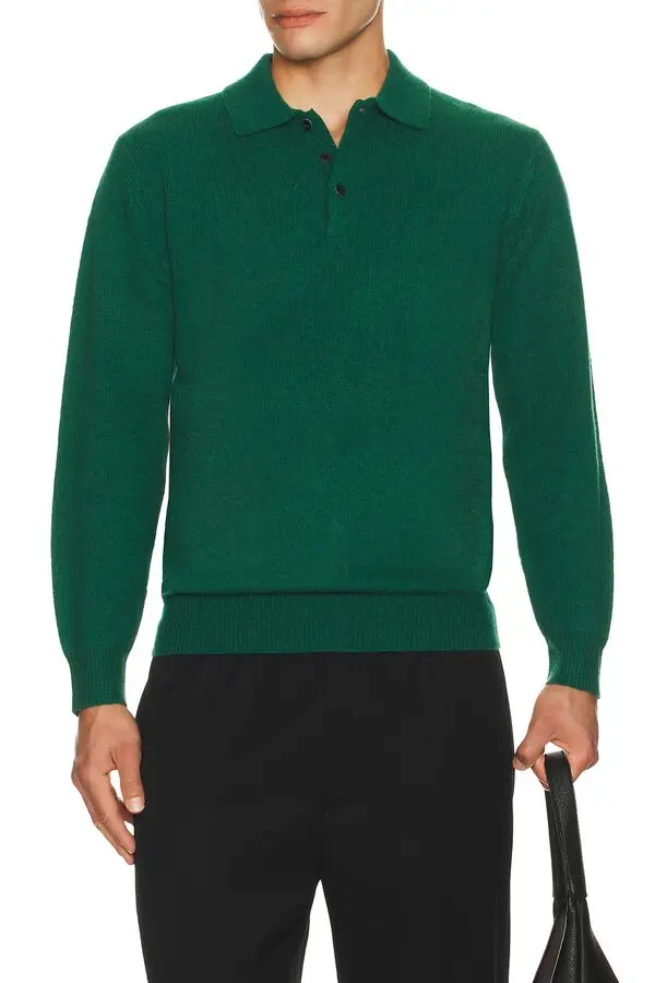 BEAMS Knit Polo 9g In Green - Bright Green