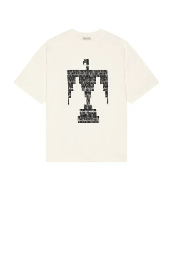 Fear Of God Short Sleeve Thunderbird Black Print Tee - Cream