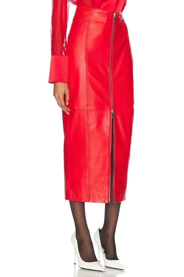 Retrofete Lonny Leather Skirt - Lipstick Red - 40% Off | Editorialist