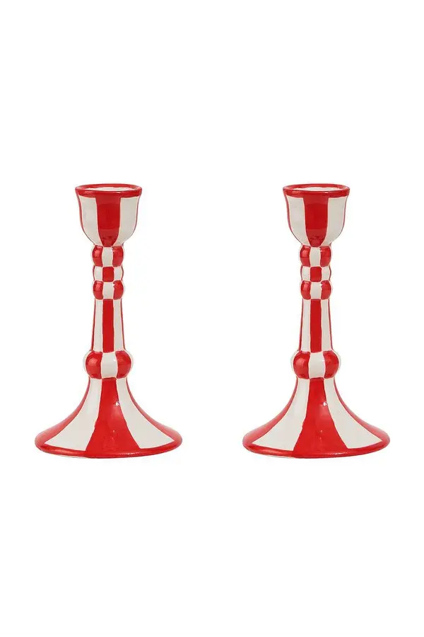 MISETTE Hand Painted Ceramic Candleholder - Red