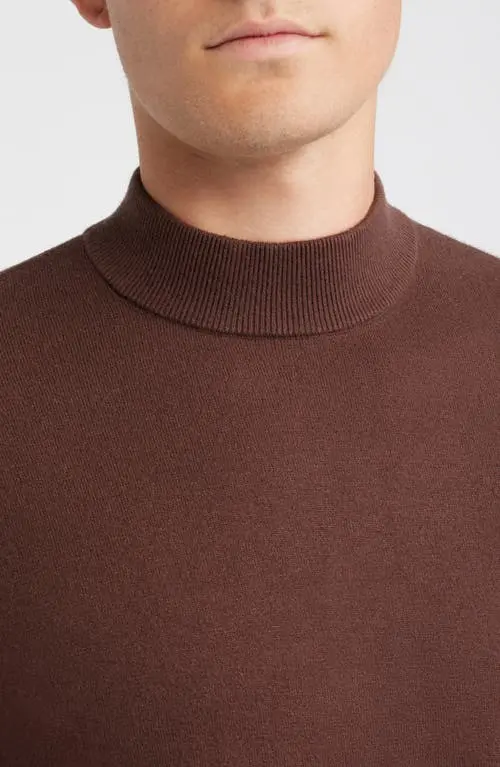OPEN EDIT Solid Mock Neck Sweater - Brown Chicory