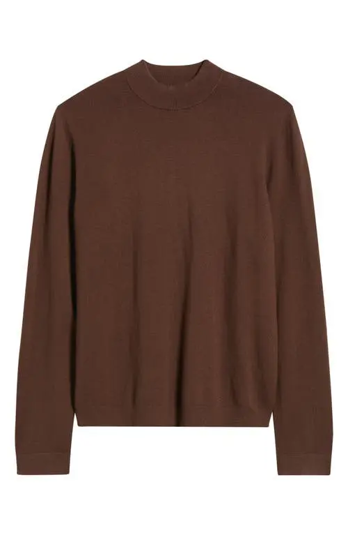 OPEN EDIT Solid Mock Neck Sweater - Brown Chicory