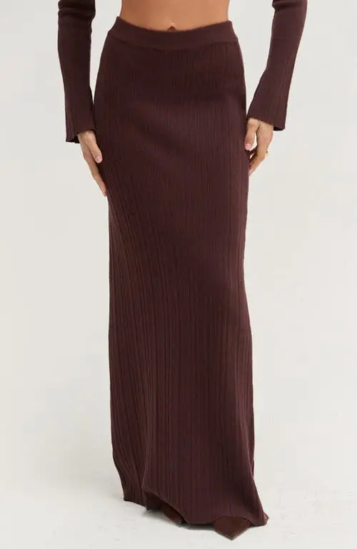 CRESCENT Ribbed Knit Maxi Skirt - Espresso