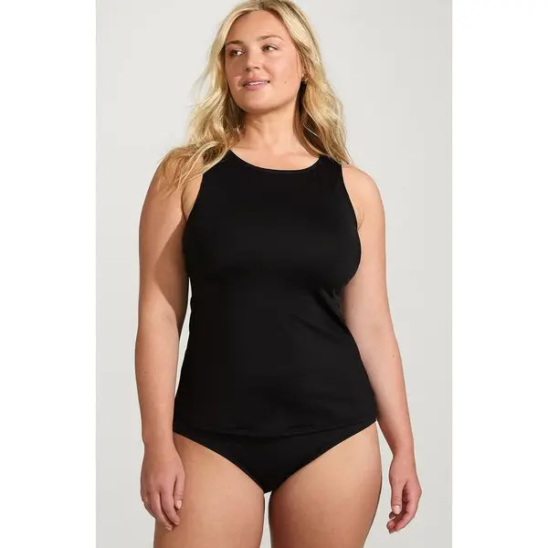 LANDS' END Dd-cup Chlorine Resistant Square Neck Underwire Tankini Top - Black
