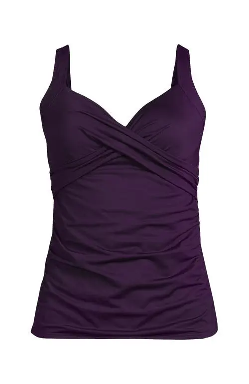 LANDS' END D-cup V-neck Underwire Tankini Top - Blackberry