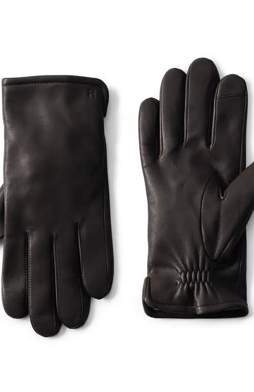 LANDS' END Cashmere Lined Leather Gloves - Brown