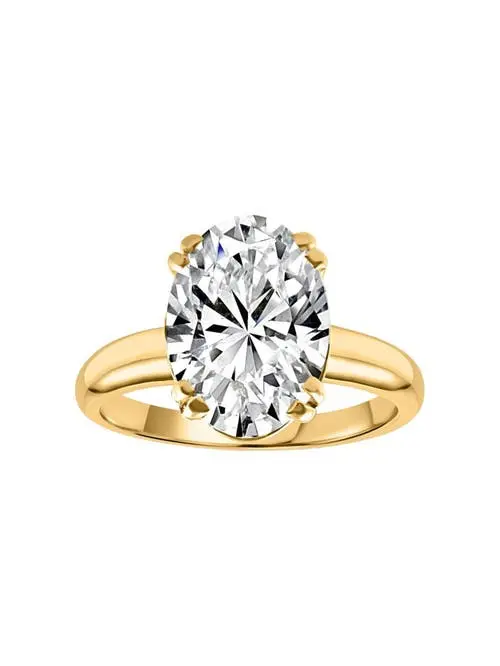 BLISS DIAMOND Certified 5ct Oval Lab Grown Diamond Engagement Ring - 14k Yellow Gold