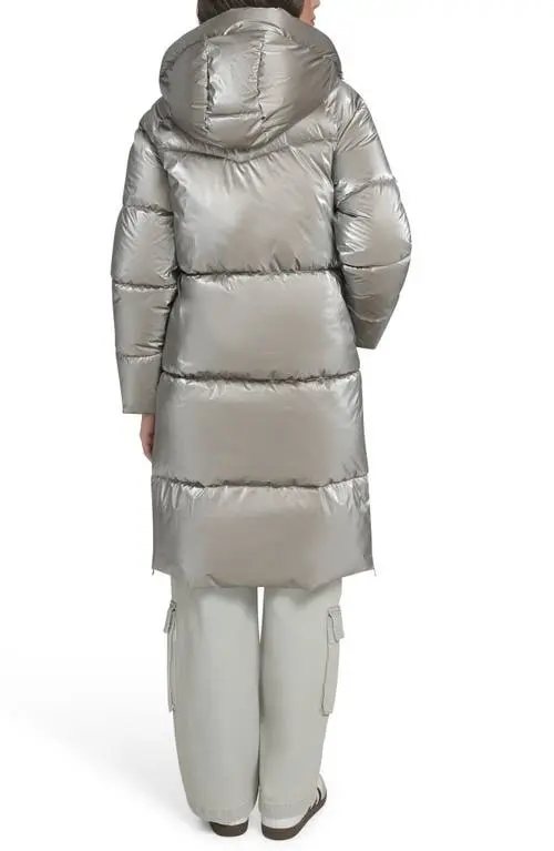 LEVI'S Water-resistant Mid-length Hooded Puffer Jacket - Silver