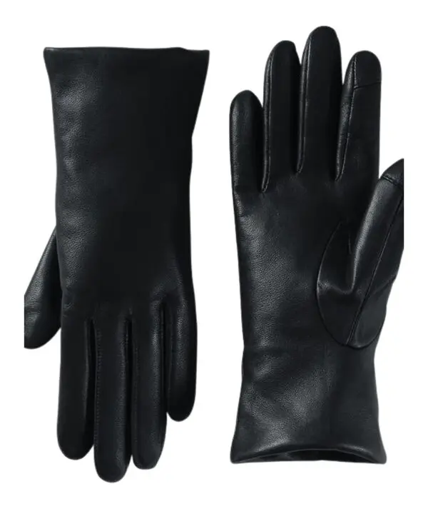LANDS' END Cashmere Lined Leather Gloves - Black