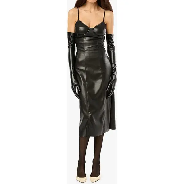 Weworewhat Vegan Leather Corset Midi Dress In Black - 60% Off | Editorialist