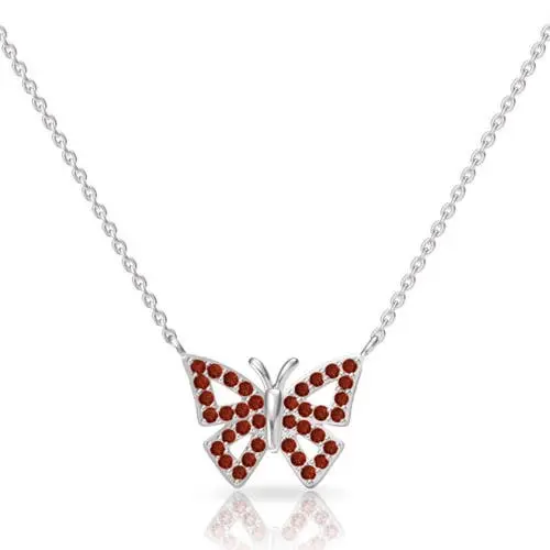 DONATELLO GIAN Name Butterfly Pendant Necklace - Red