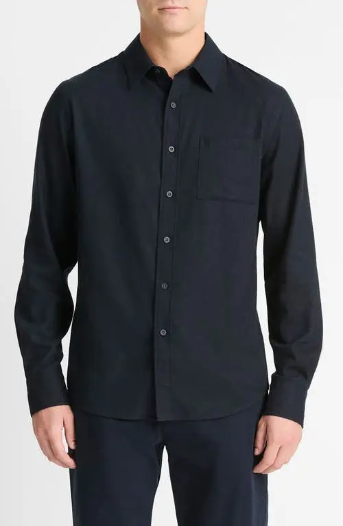Vince Cotton & Wool Blend Twill Button-up Shirt
