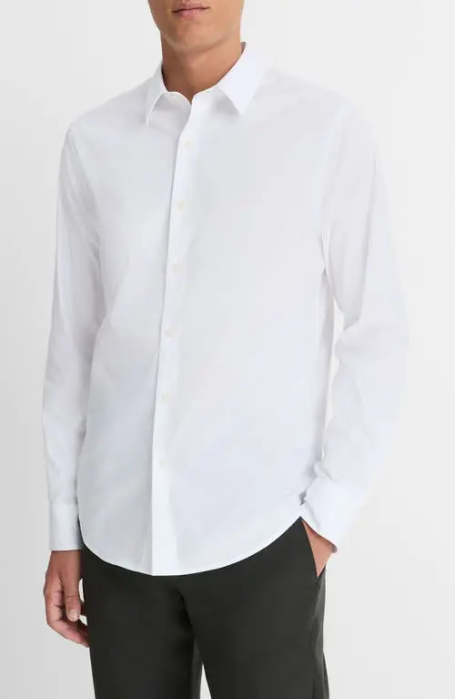 Vince Stretch Cotton Blend Button-up Shirt - White