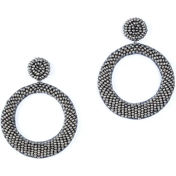 Deepa Gurnani Asta Beaded Drop Earrings - Gunmetal