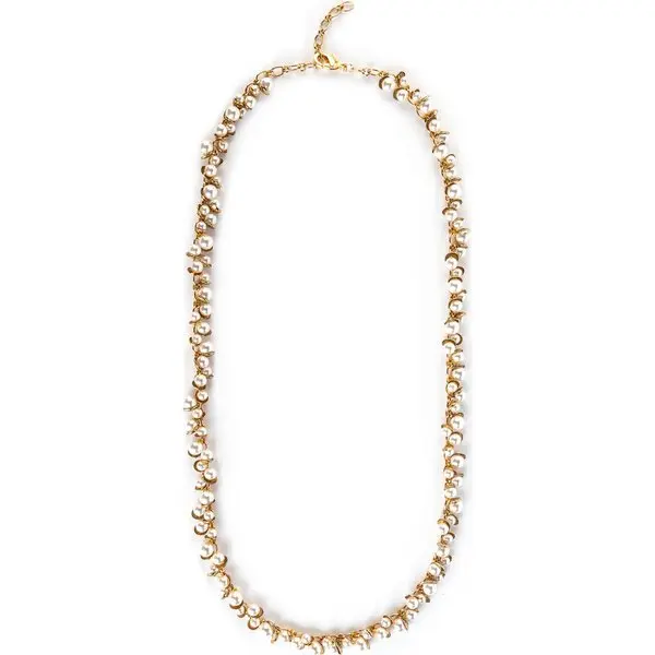Deepa Gurnani Nani Faux Pearl Necklace - Gold