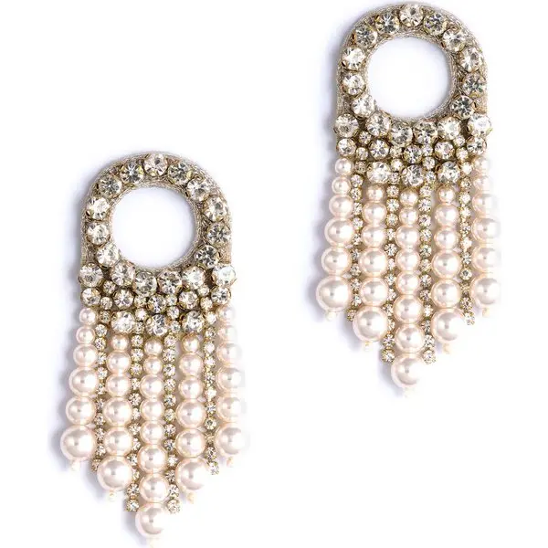 Deepa Gurnani Makena Drop Earrings - Ivory