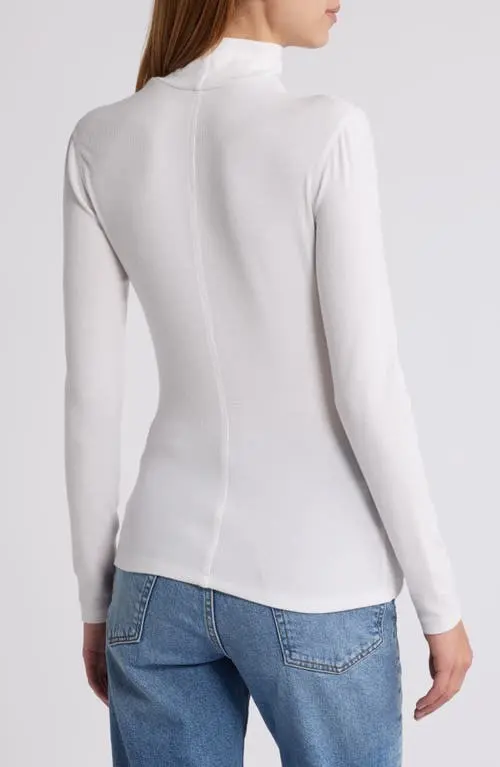 FRAME Rib Mock Neck Top - White